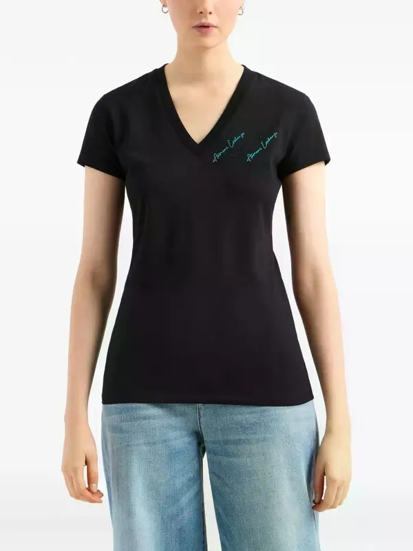 Armani Exchange Logo Print V-neck T-shirt