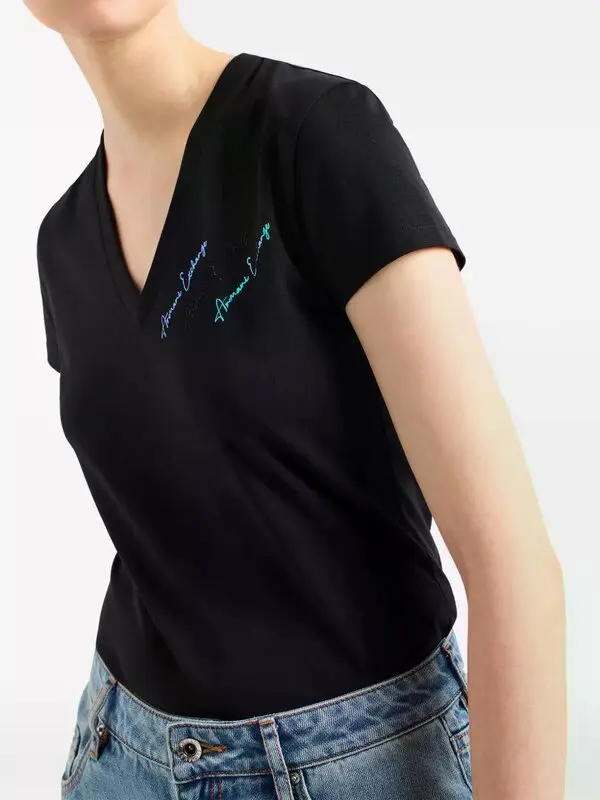 Armani Exchange Logo Print V-neck T-shirt