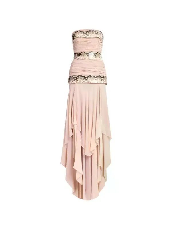 Elie Saab Viper Snake-effect Ruched Maxi Dress