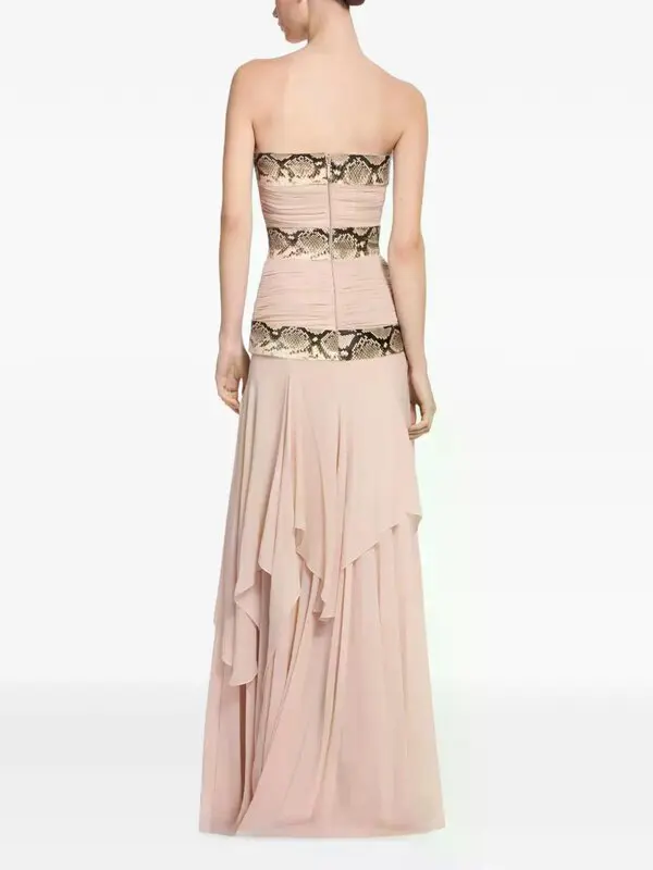 Elie Saab Viper Snake-effect Ruched Maxi Dress