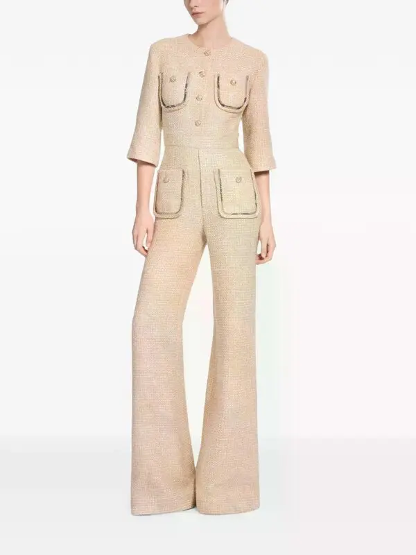 Elie Saab Python-print Tweed Jumpsuit