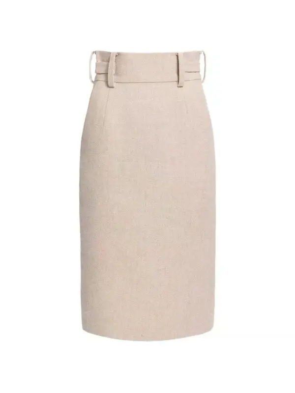 Elie Saab Belted Pencil Midi Skirt - Neutrals