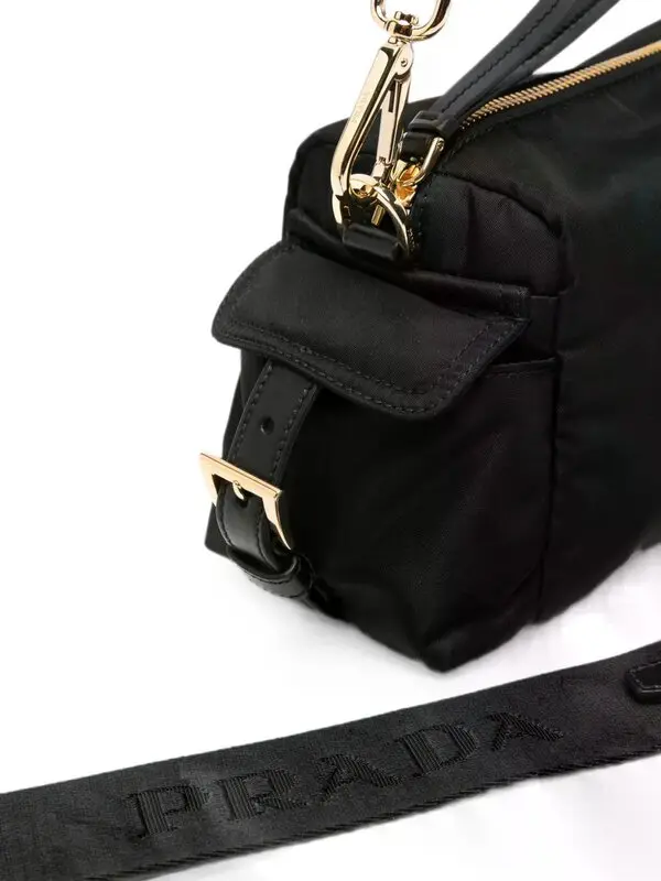 Prada Logo Plaque Shoulder Bag - Black