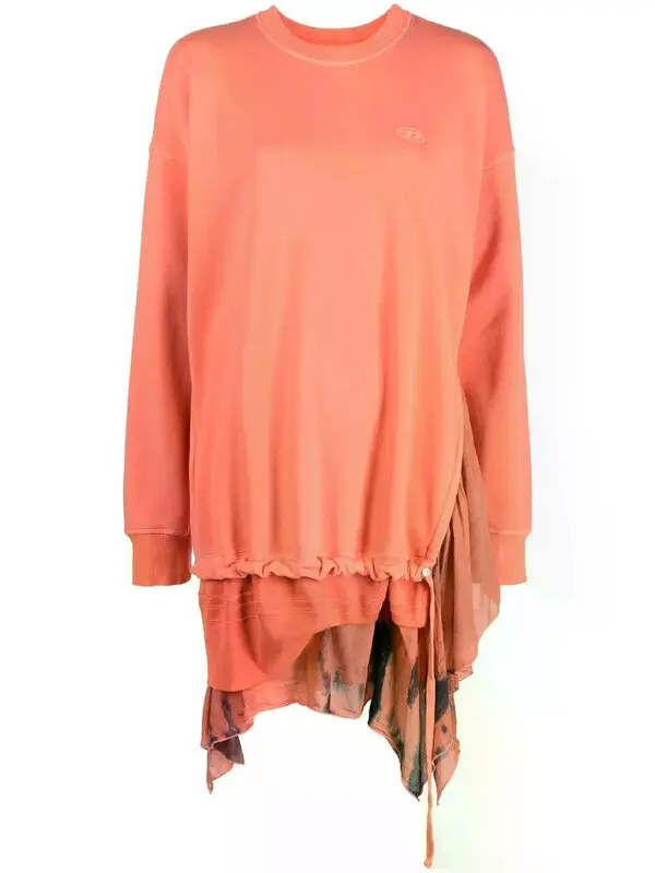 DIESEL® Embroidered-logo Sweat Dress - Orange