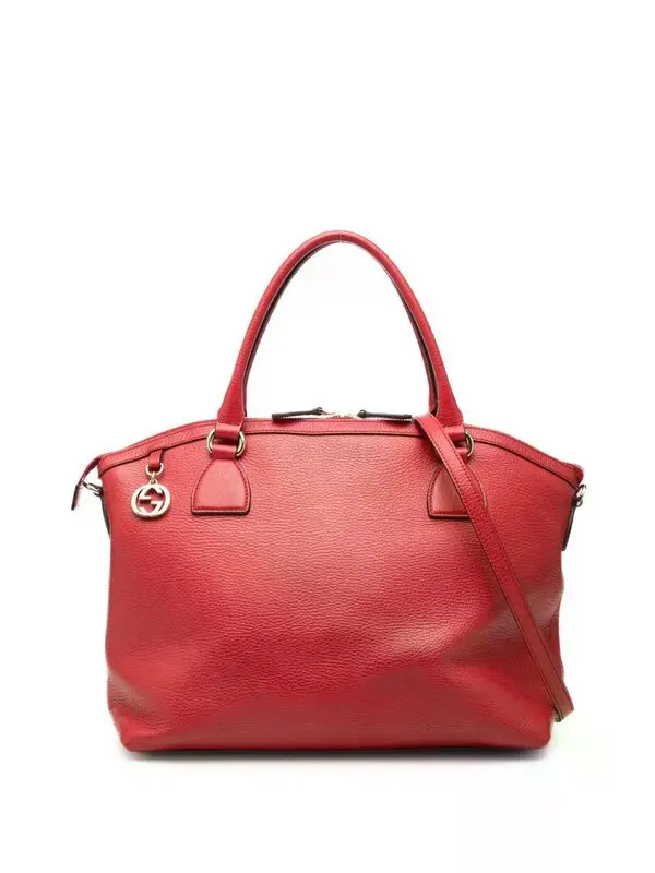 Gucci Gg Charm Dome Satchel Calfskin Leather