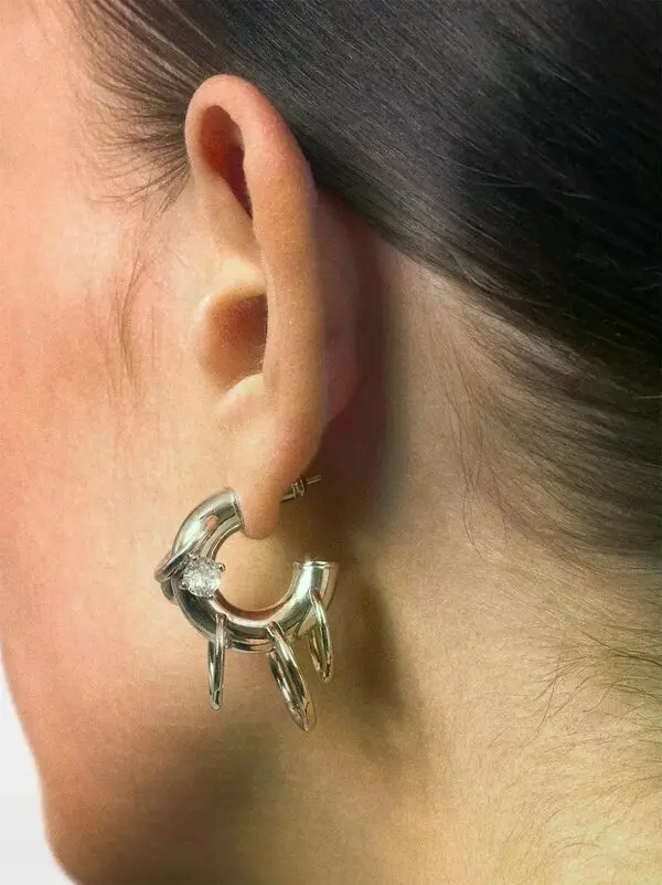 PANCONESI Serpent Crystal-embellished Hoop Earrings - Silver