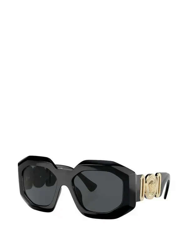 Versace Medusa Biggie Geometric Frame Sunglasses - Black