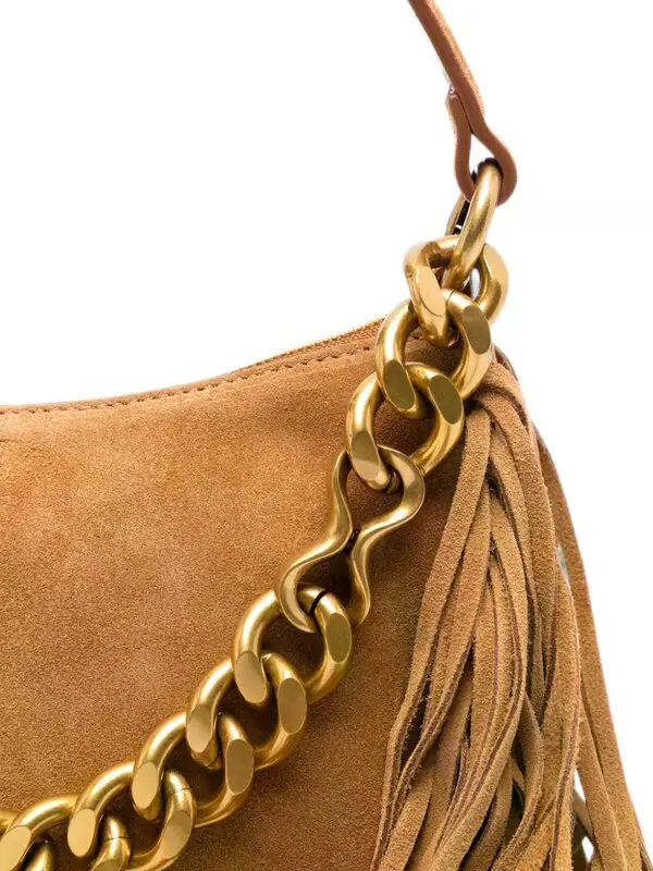 TWINSET Fringed Trim Chain-link Shoulder Bag - Brown