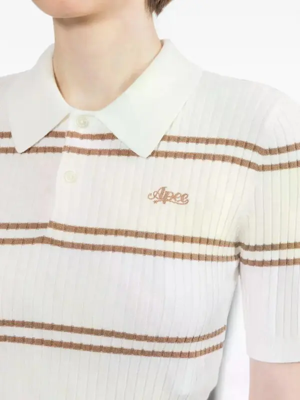 AAPE BY *A BATHING APE Striped Ribbed-knit Polo Top
