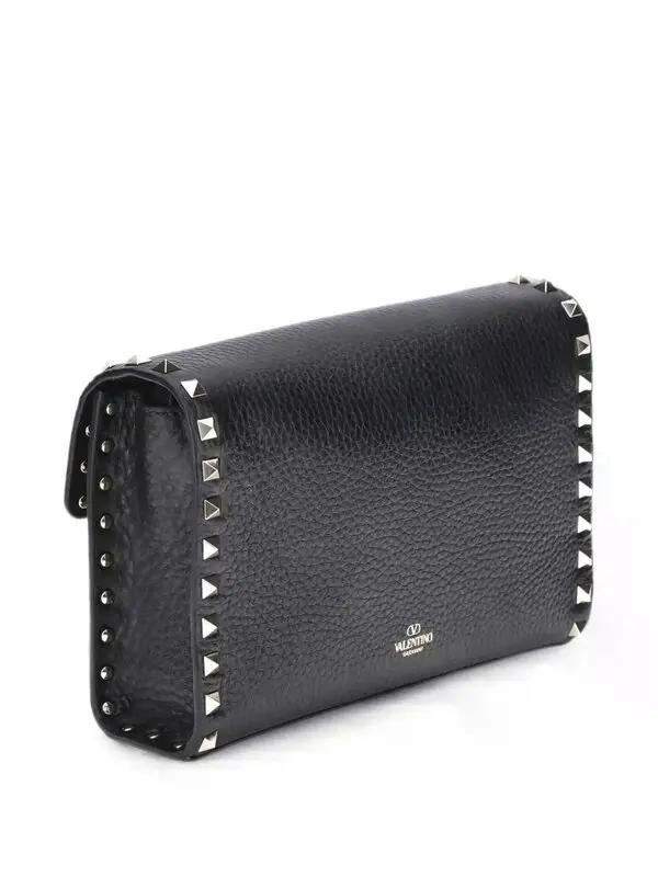 Valentino Garavani Rockstud Pebbled Leather Clutch Bag