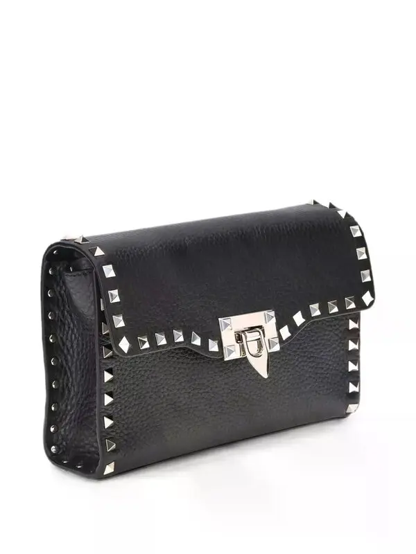 Valentino Garavani Rockstud Pebbled Leather Clutch Bag