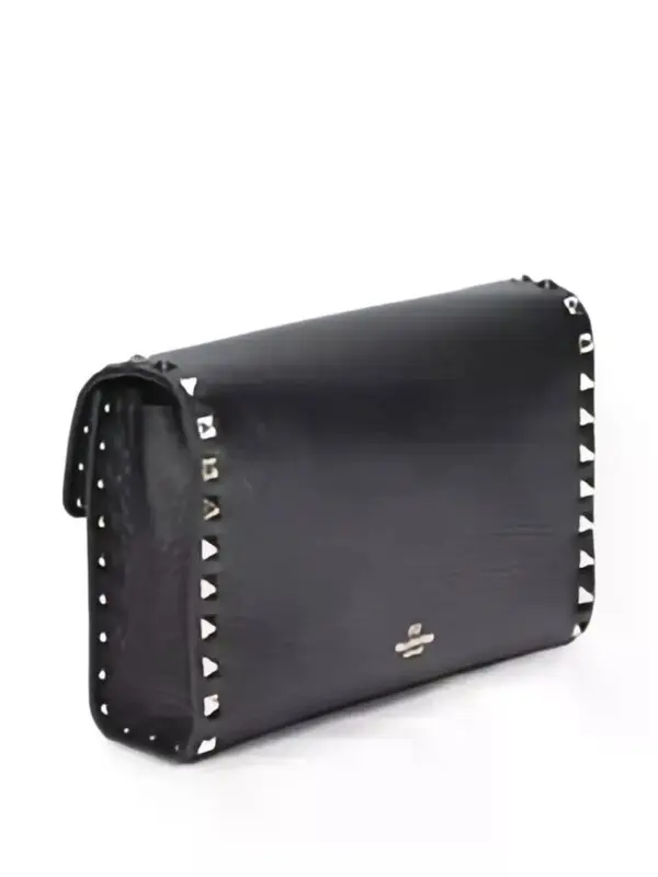 Valentino Garavani Rockstud Pebbled Leather Clutch Bag