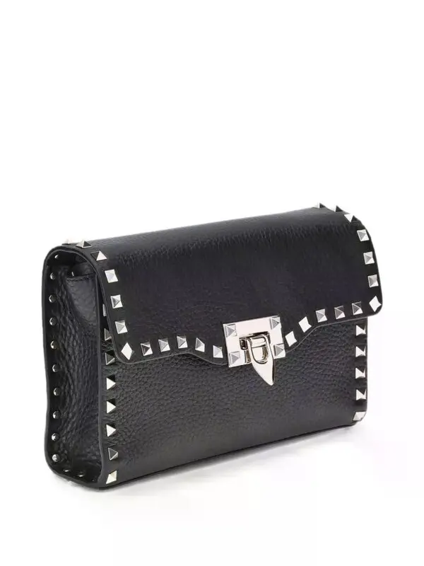 Valentino Garavani Rockstud Pebbled Leather Clutch Bag