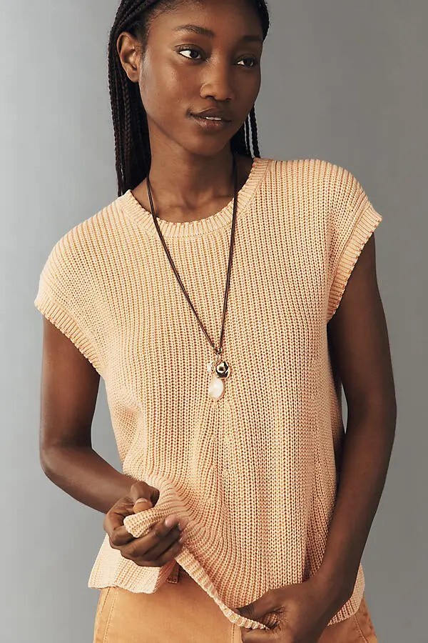 PILCRO Cotton Knit Swg Top - Peach