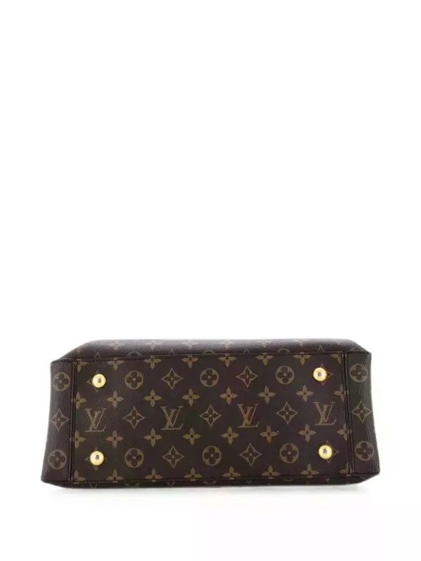 LOUIS VUITTON Flower Monogram Canvas With Leather Tote Bag - Red