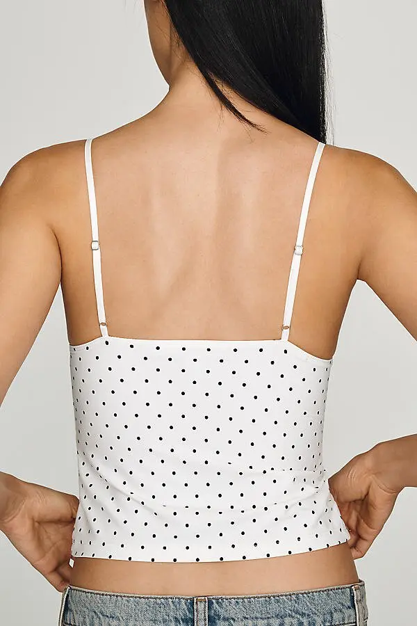 Good American Polka Dot V-neck Spaghetti Strap Tank Top