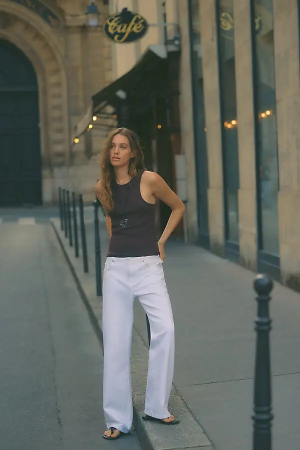 Anthropologie Ribbed Racer Tank - Fudge