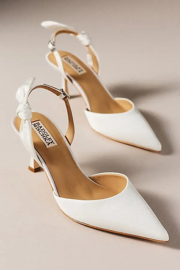 Badgley Mischka Yuan Bow Slgback Pumps - White