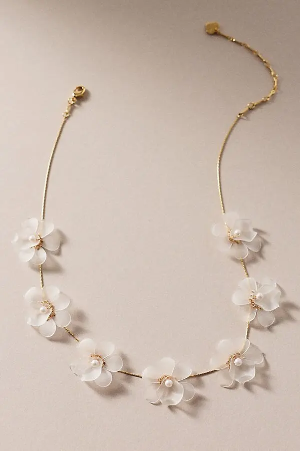 Anthropologie Soft Flower Choker Necklace