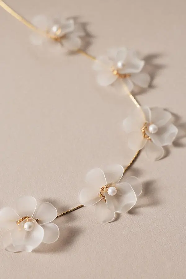 Anthropologie Soft Flower Choker Necklace