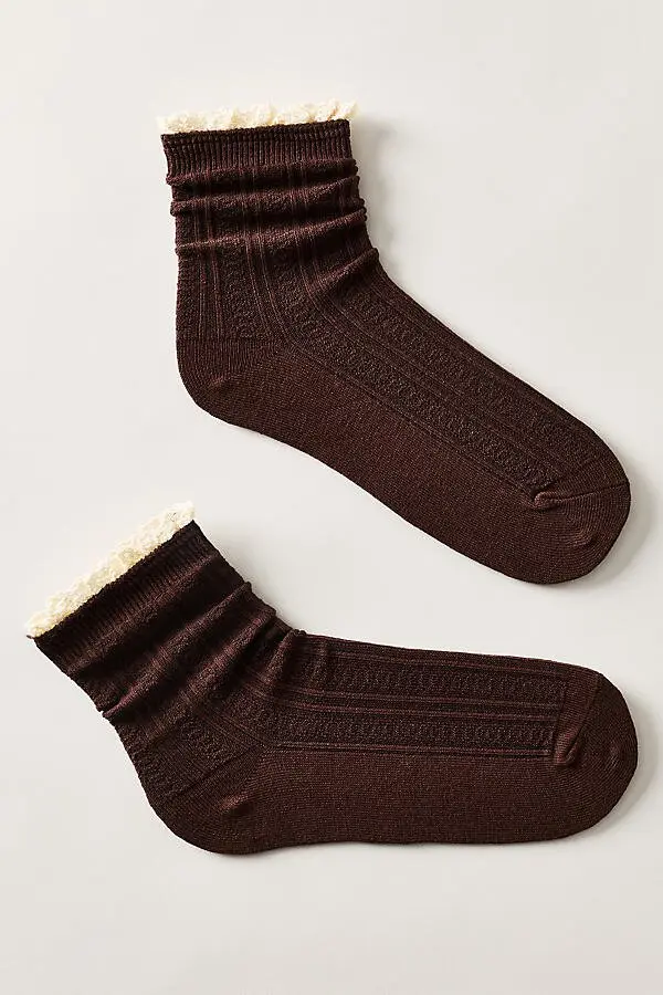 Anthropologie Crochet Crew Socks - Brown