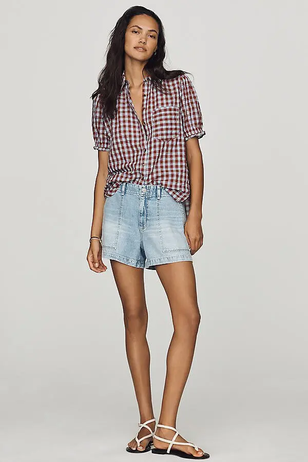 PILCRO Aly Puff-sleeve Blouse - Blue