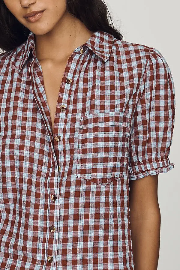 PILCRO Aly Puff-sleeve Blouse - Blue