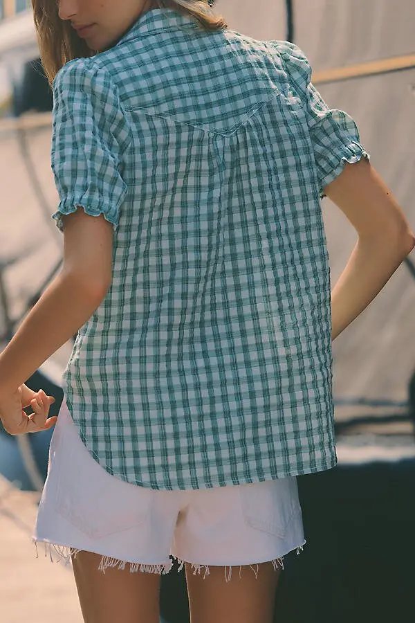 PILCRO Aly Puff-sleeve Blouse - Green