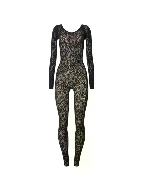 Wolford Infinite Rose Floral-lace Jumpsuit - Black