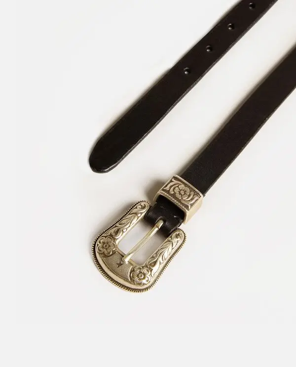 GOLDEN GOOSE Leather Belt With Crafted Buckle