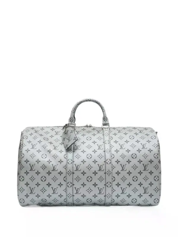 LOUIS VUITTON 50 Monogram Metallic Keepall Bandouliere Holdall - Silver