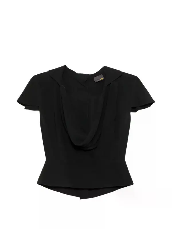 Fendi Draped Short Sleeve V-neck Top