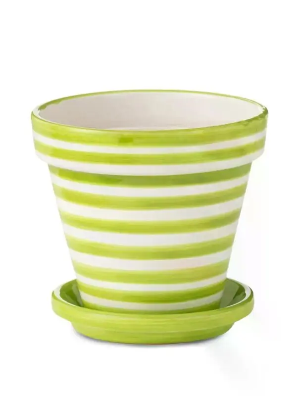 J-LINE Striped Flowerpot - Green