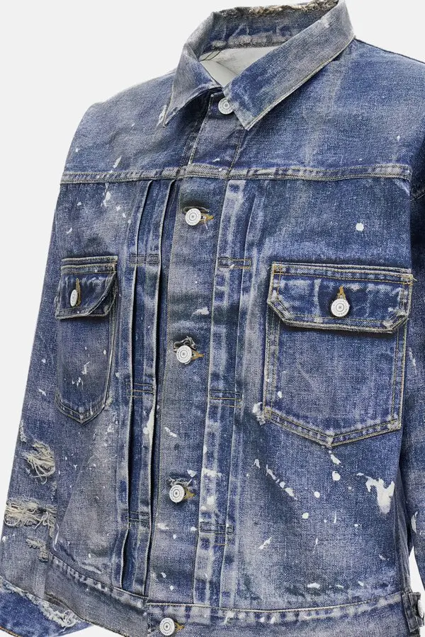Junya Watanabe Giacca Denim Stampata - Blu