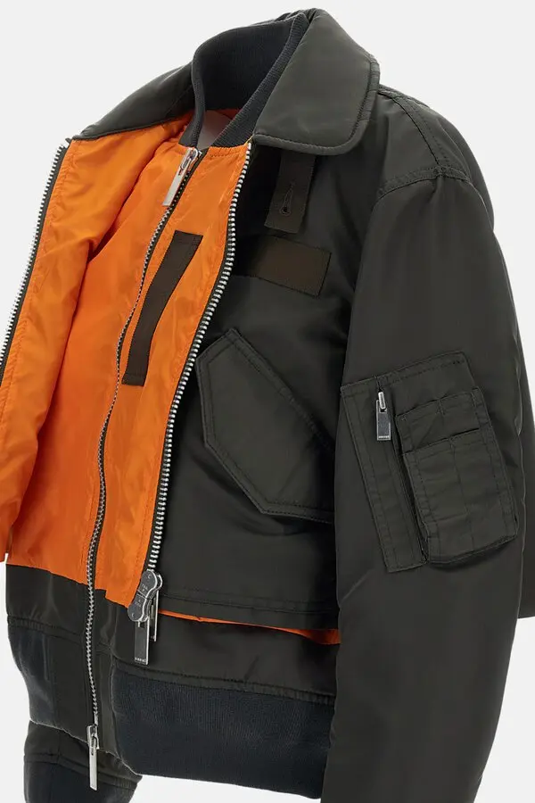 Sacai Nylon Twill Layered Jacket - Green