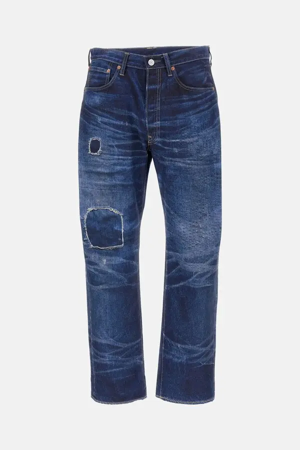 Junya Watanabe Pantalone Denim Stampato - Blue