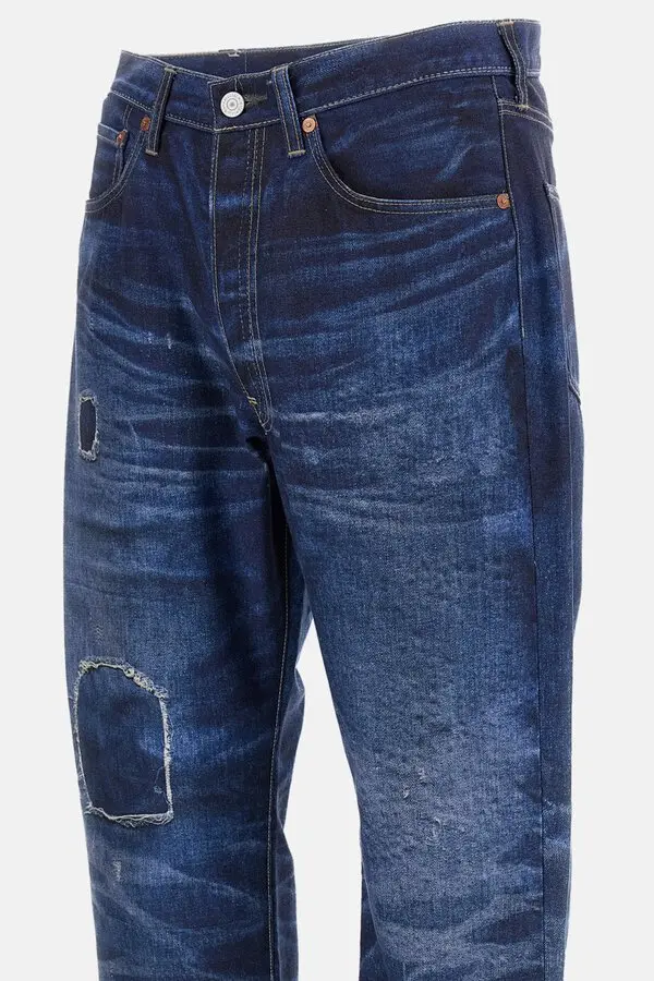 Junya Watanabe Pantalone Denim Stampato - Blue