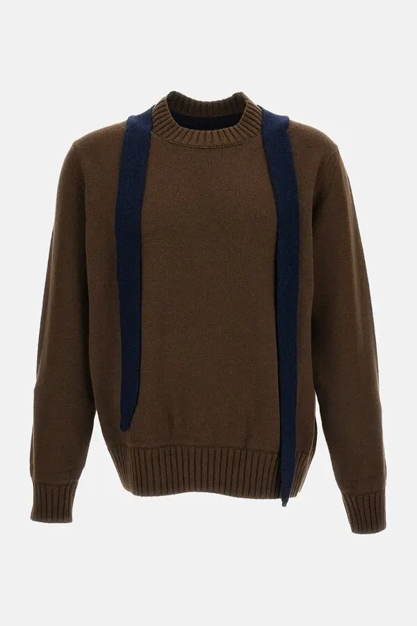 Sacai Maglione Oversize Girocollo - Marrone
