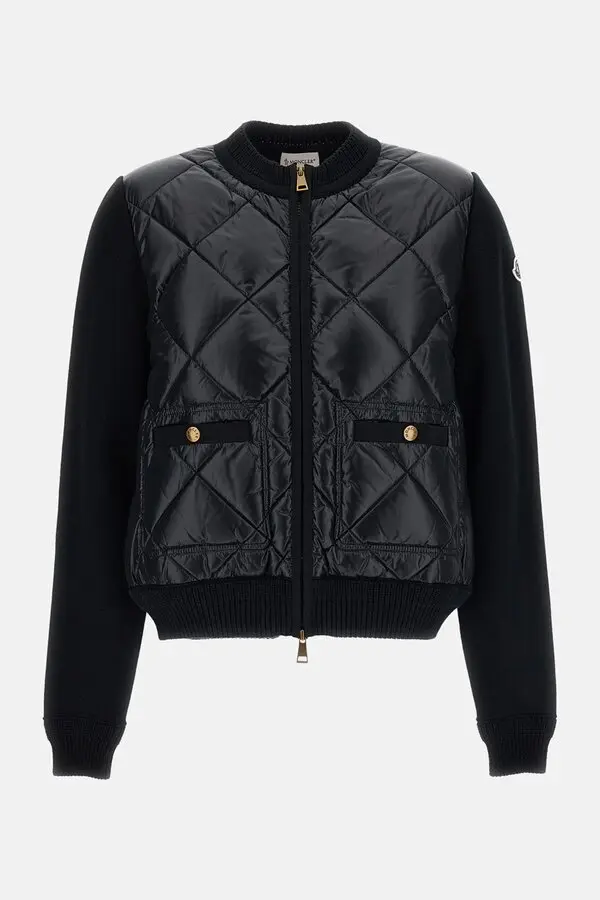 Moncler Cardigan Di Cotone Imbottito