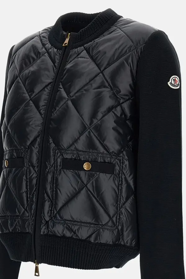 Moncler Cardigan Di Cotone Imbottito