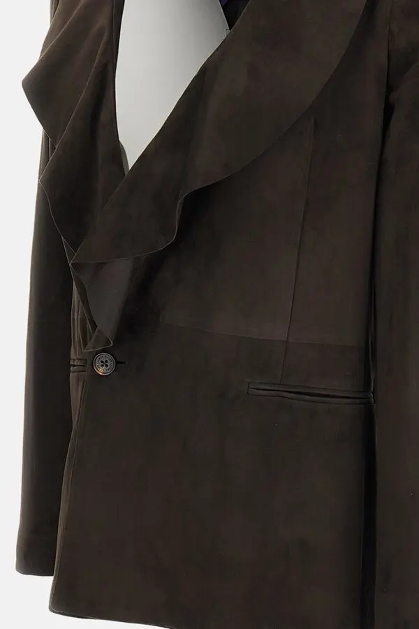 Ralph Lauren Giacca In Pelle Scamosciata - Brown