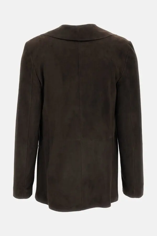 Ralph Lauren Giacca In Pelle Scamosciata - Brown