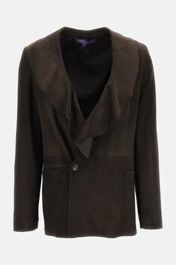 Ralph Lauren Giacca In Pelle Scamosciata - Marrone