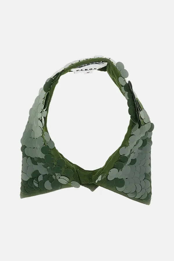 PAROSH Sequin Embellished Collar - Verde