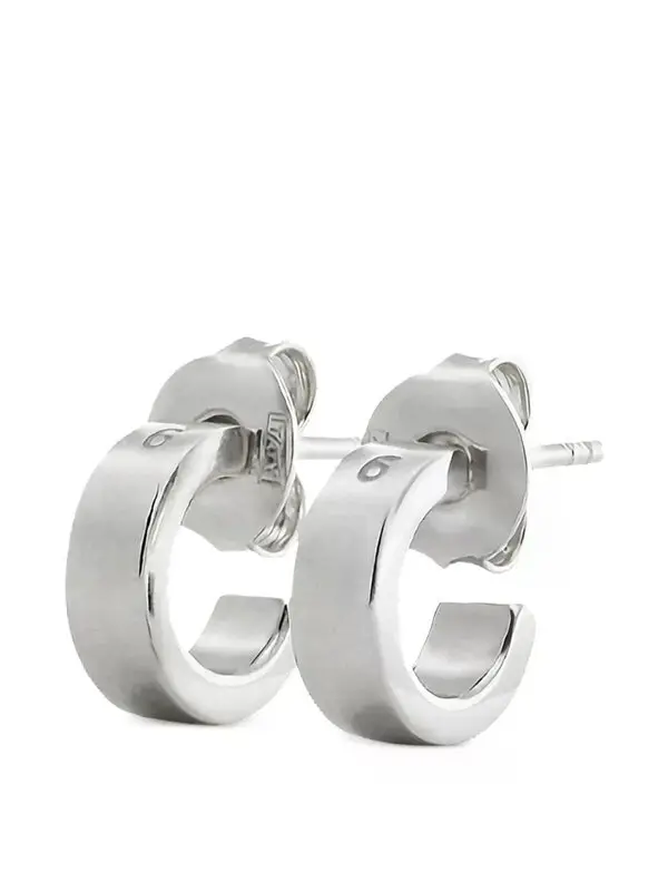 MAISON MARGIELA Logo Engraved Hoop Earrings - Silver