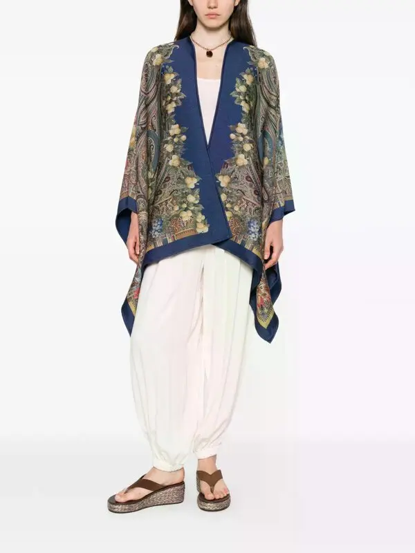 Etro Paisley Print Cape Jacket - Blue