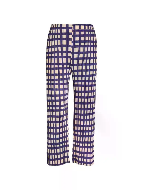 Issey Miyake Basket Plissé-effect Checked Trousers