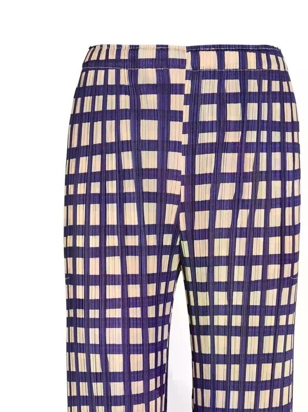 Issey Miyake Basket Plissé-effect Checked Trousers
