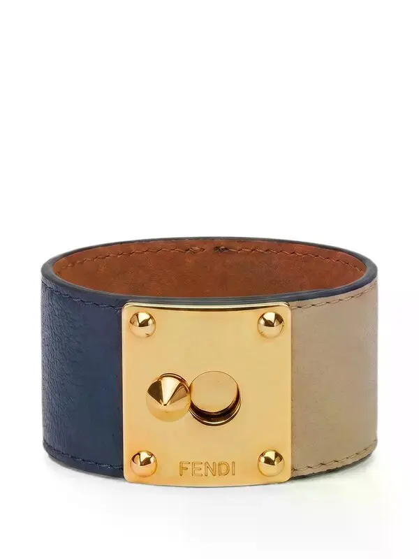 Fendi Two-tone Logo-plaque Bracelet - Blue