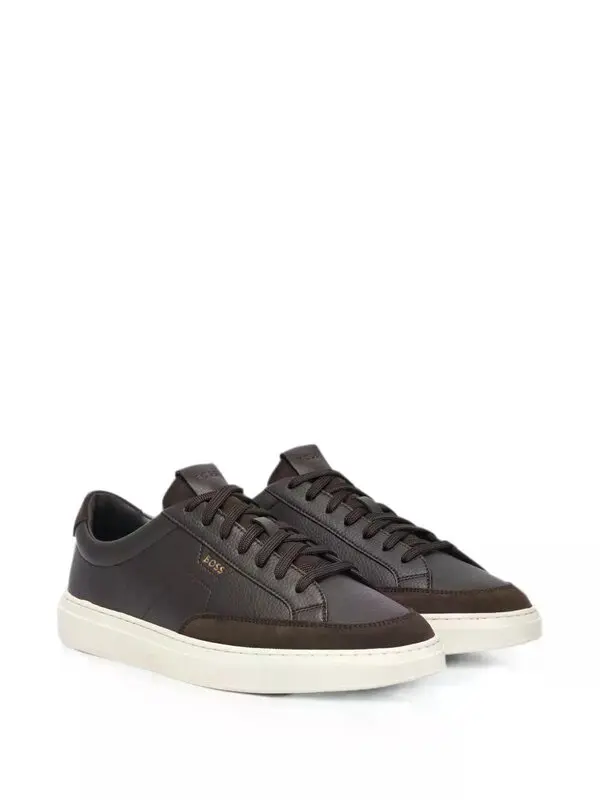 BOSS Panelled Leather Sneakers - Brown